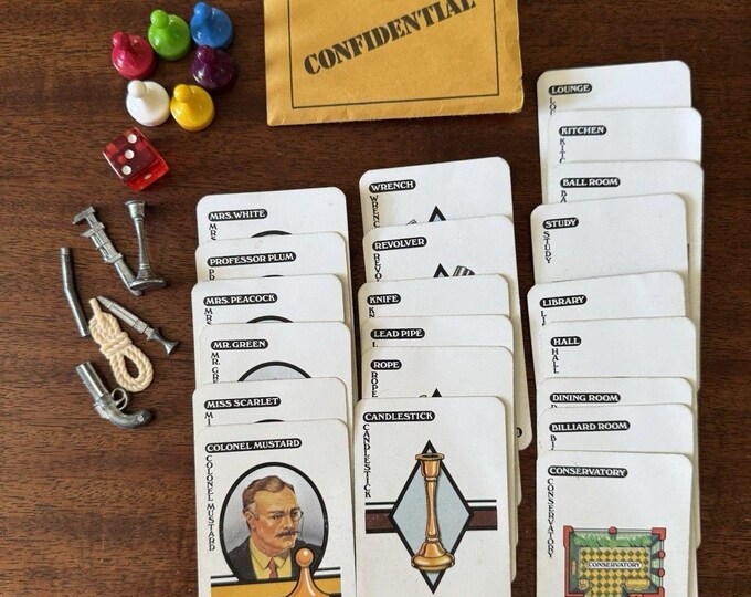 Vintage 1986 Clue Detective Board Game Cards & Pieces Replacement No ...