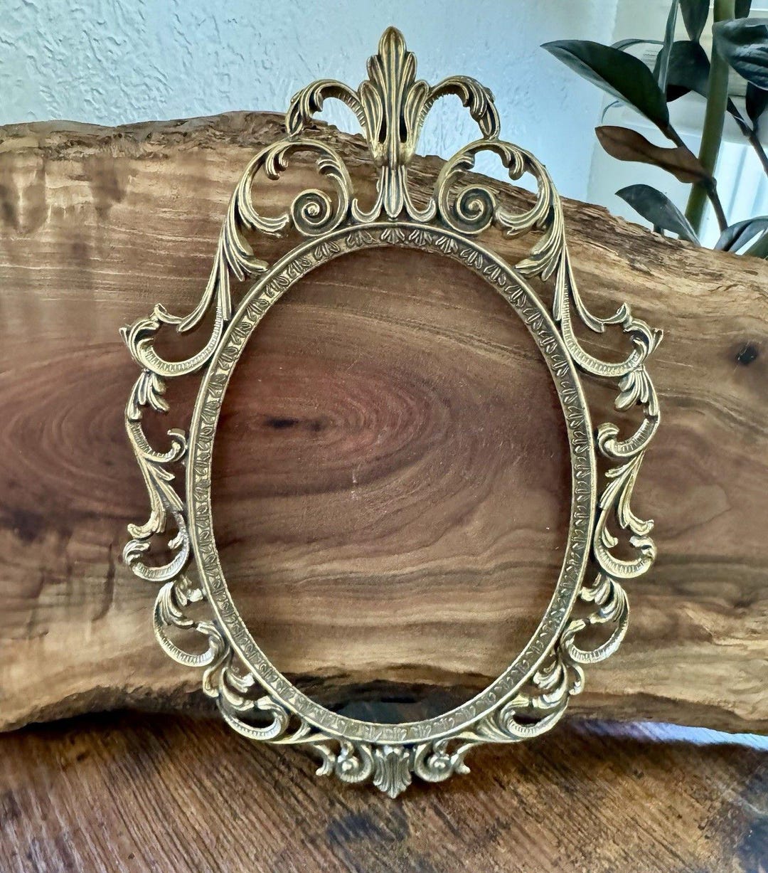 Vintage Ornate Style Picture Oval Frame Italian Brass Metal Beautiful ...