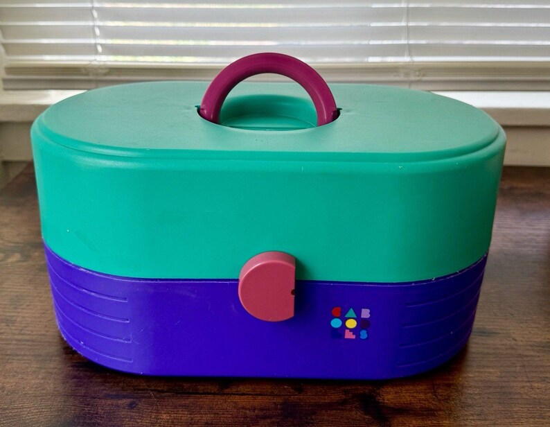 Vintage 1990s Caboodles Original Storage Case Mirror 3-tier Purple Teal ...