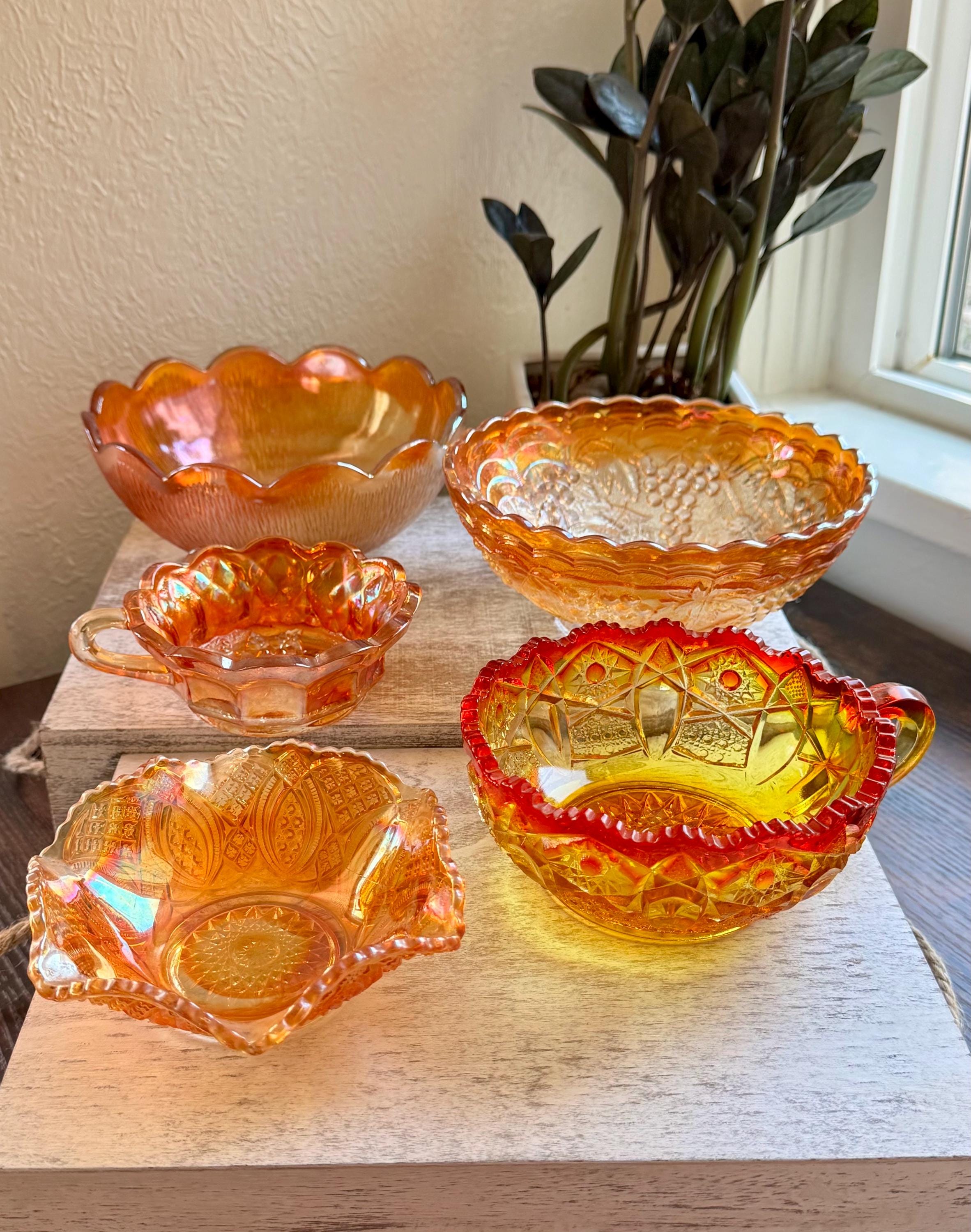 Vintage Collectible Depression Glass Marigold Orange Table Decor Home ...