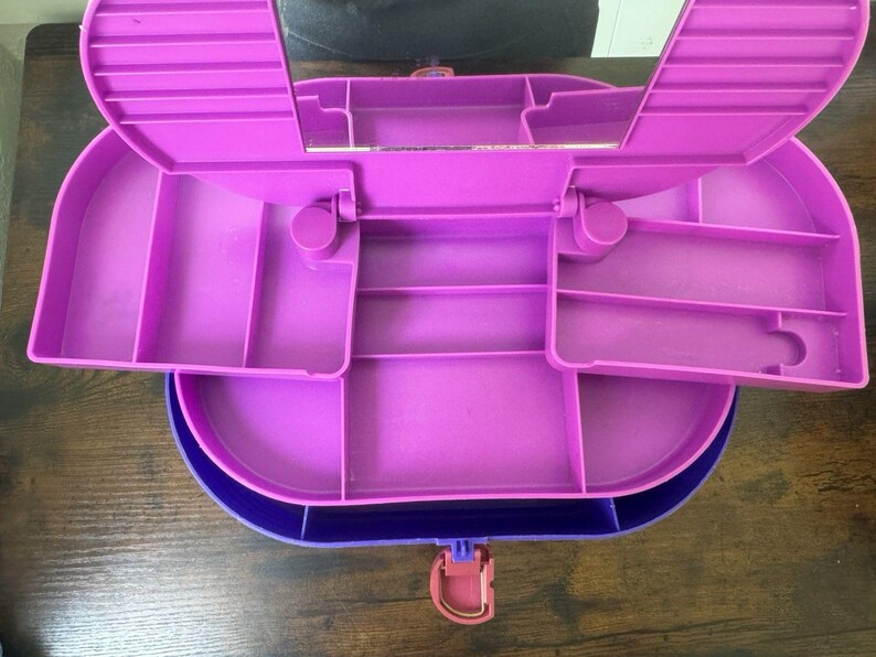 Vintage 1990s Caboodles Original Storage Case Mirror 3-tier Purple Teal ...