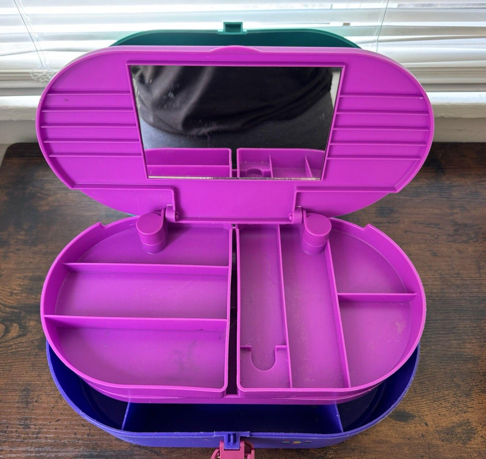 Vintage 1990s Caboodles Original Storage Case Mirror 3-tier Purple Teal ...