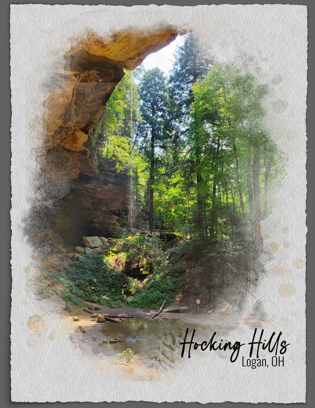 Hocking Hills Watercolor Print - Etsy