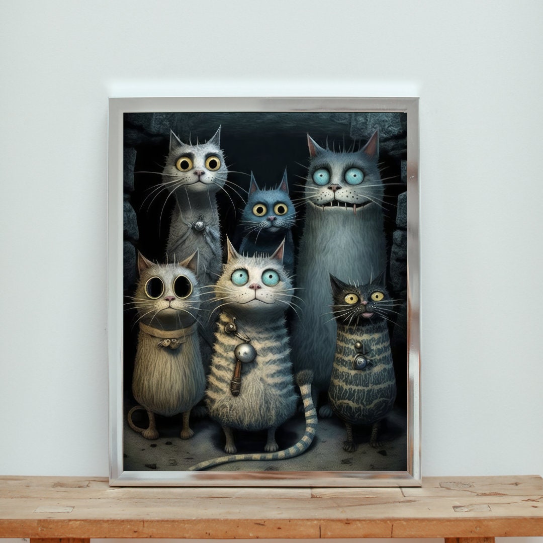 TIM BURTON Style Dogs and Cats Mega BUNDLE High Resolution, Wall Art ...