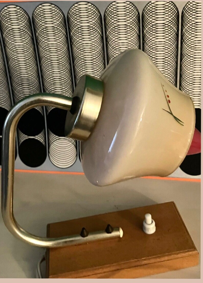 Delightful 60s Atomic, Space Age Glass, Wood, and Copper Metal Table ...