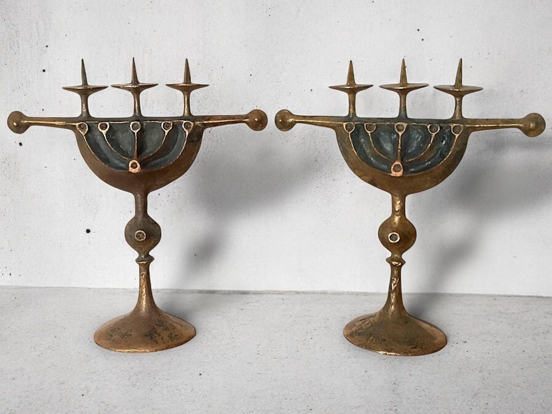 Zoltán Pap Vintage Candelabrum Set, Hand Crafted Mid-century Brutalist ...