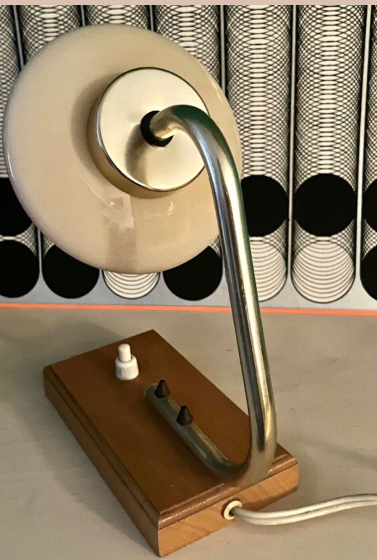 Delightful 60s Atomic, Space Age Glass, Wood, and Copper Metal Table ...