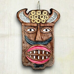 Unique Mid Century Hungarian Masks by Mária Kovács Wall Art Set Vintage ...