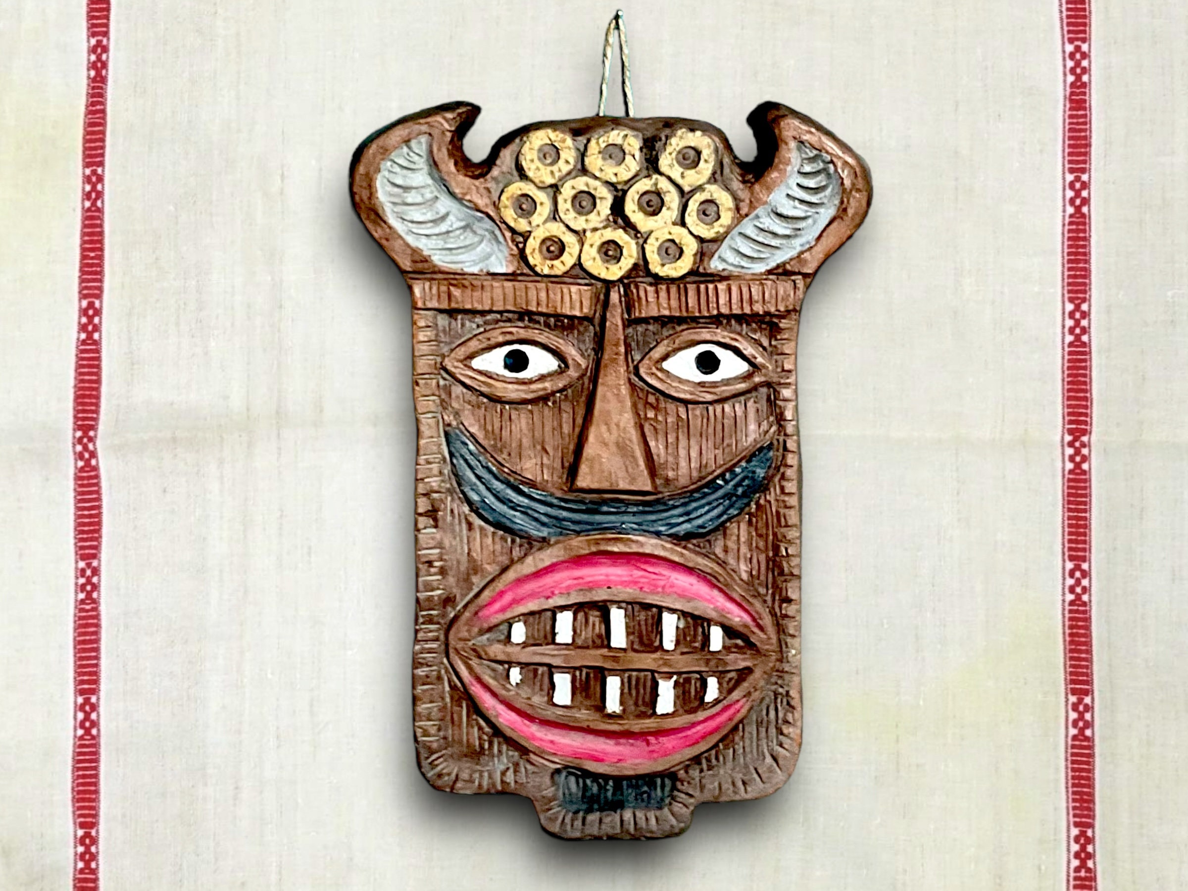 Unique Mid Century Hungarian Masks by Mária Kovács Wall Art Set Vintage ...