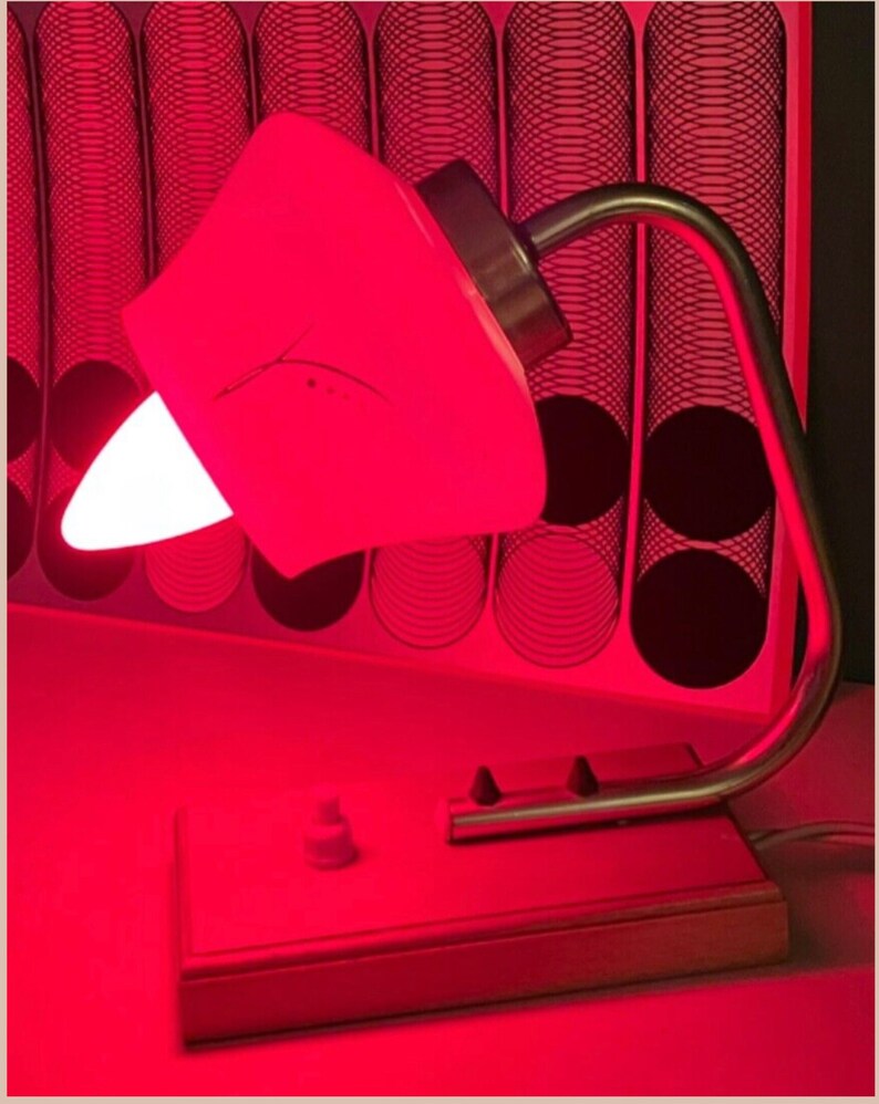 Delightful 60s Atomic, Space Age Glass, Wood, and Copper Metal Table ...