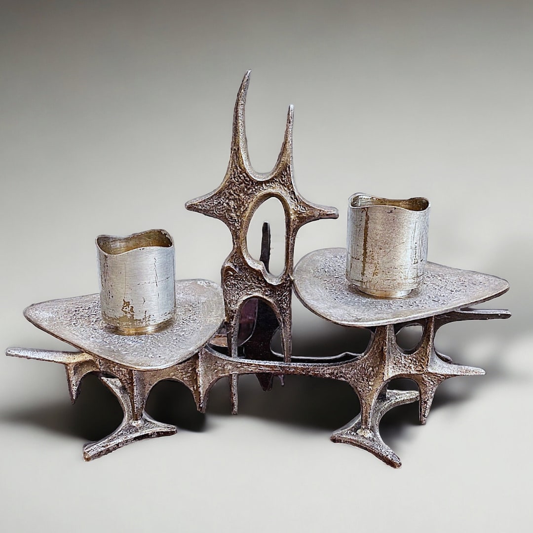 Marvelous Brutalist Mcm Space Age, Textured Vintage Cast Wrought Iron ...