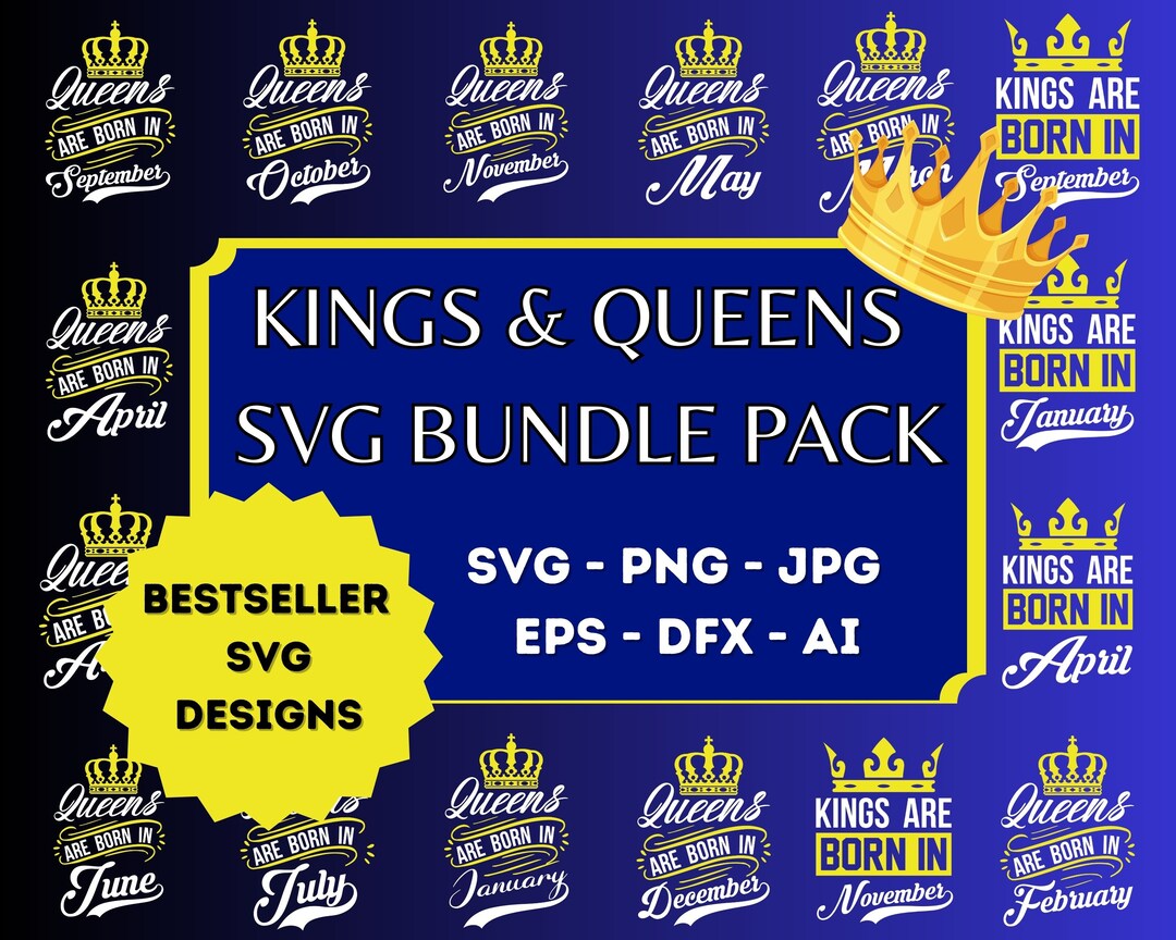 King and Queen Svg Bundle, Queen Svg, King Svg, King Queen Svg, Kings ...