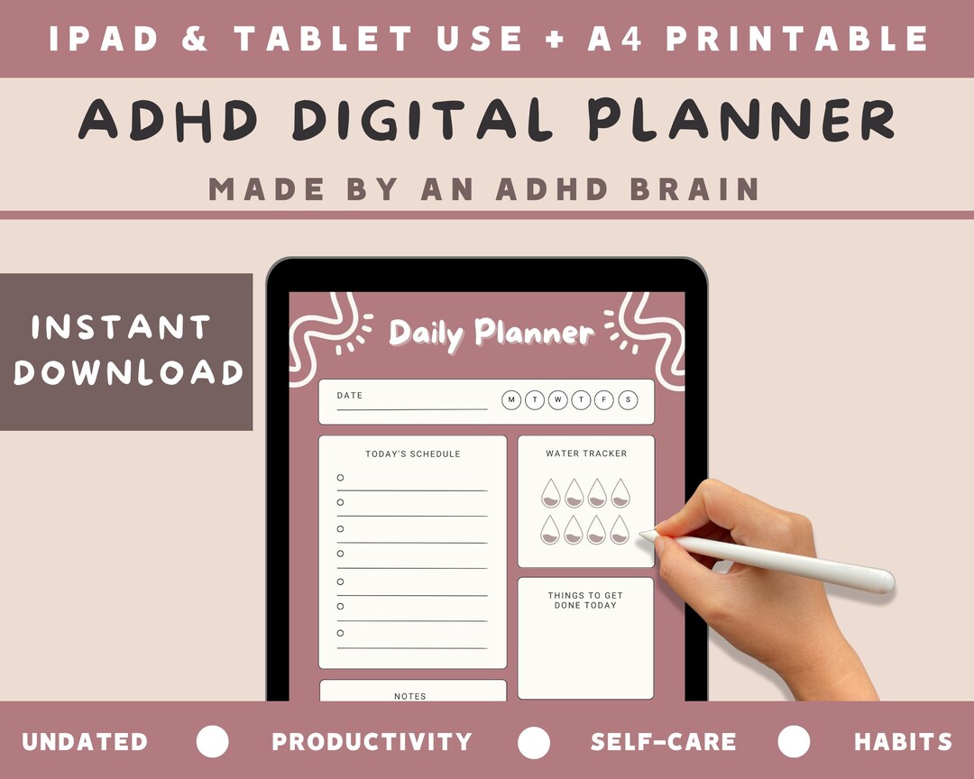 Daily Planner Reusable Daily Planner ADHD Planner Digital Planner ...