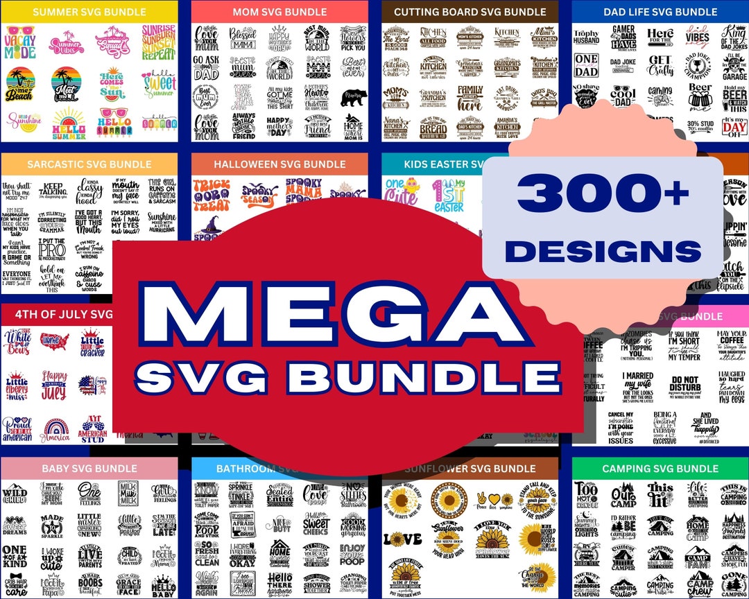 The Mega SVG Bundle Svg Bundle for T Shirt Designs SVG Svg Files for ...