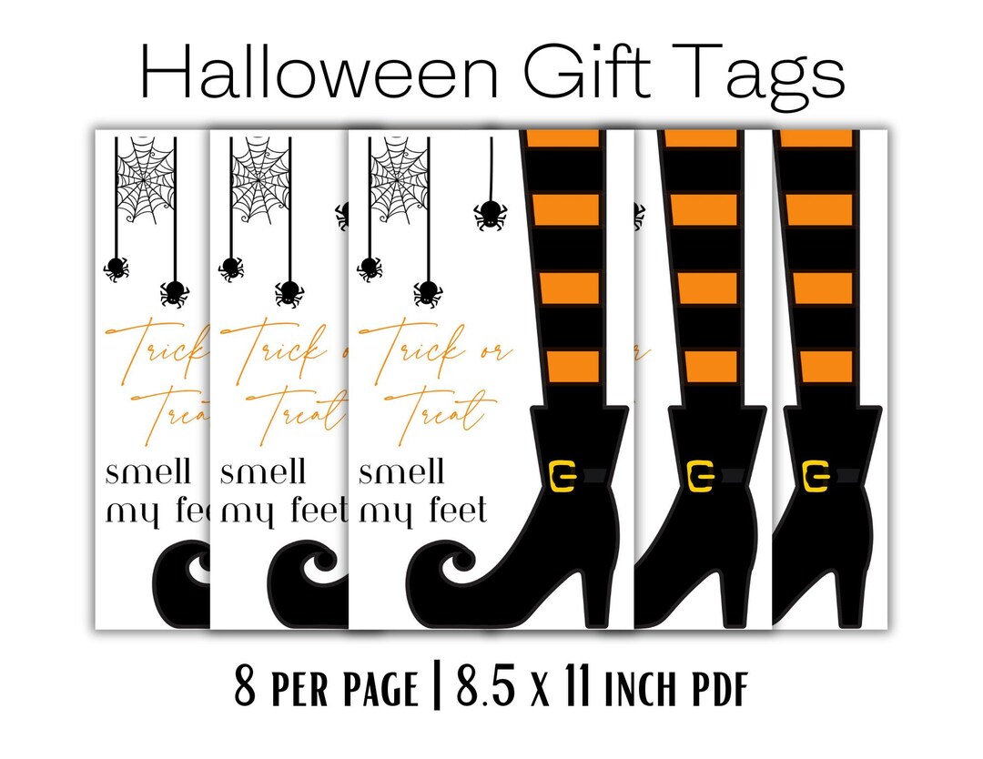 Happy Halloween Smell My Feet Gift Tag Printable PDF Party Favor for a ...