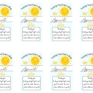 Teacher Appreciation Gift Tag: Printable Thank You Card (PDF) - Etsy