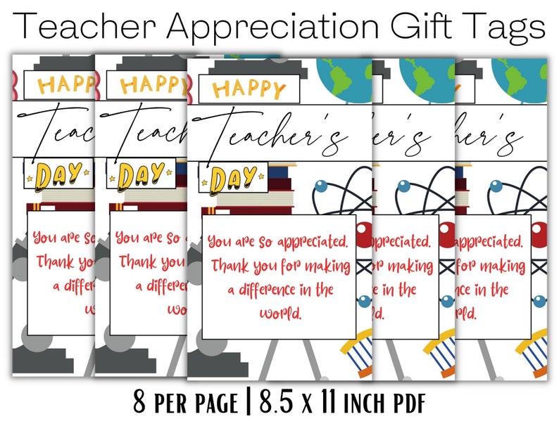 Teacher Appreciation Gift Tags: Printable Thank You Favor Tags (PDF) - Etsy