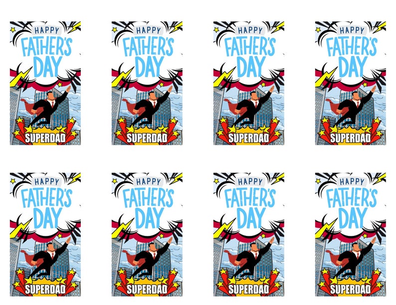 Father's Day Gift Tags, Superdad Comic Fathers Day Gifts, Superhero Dad ...