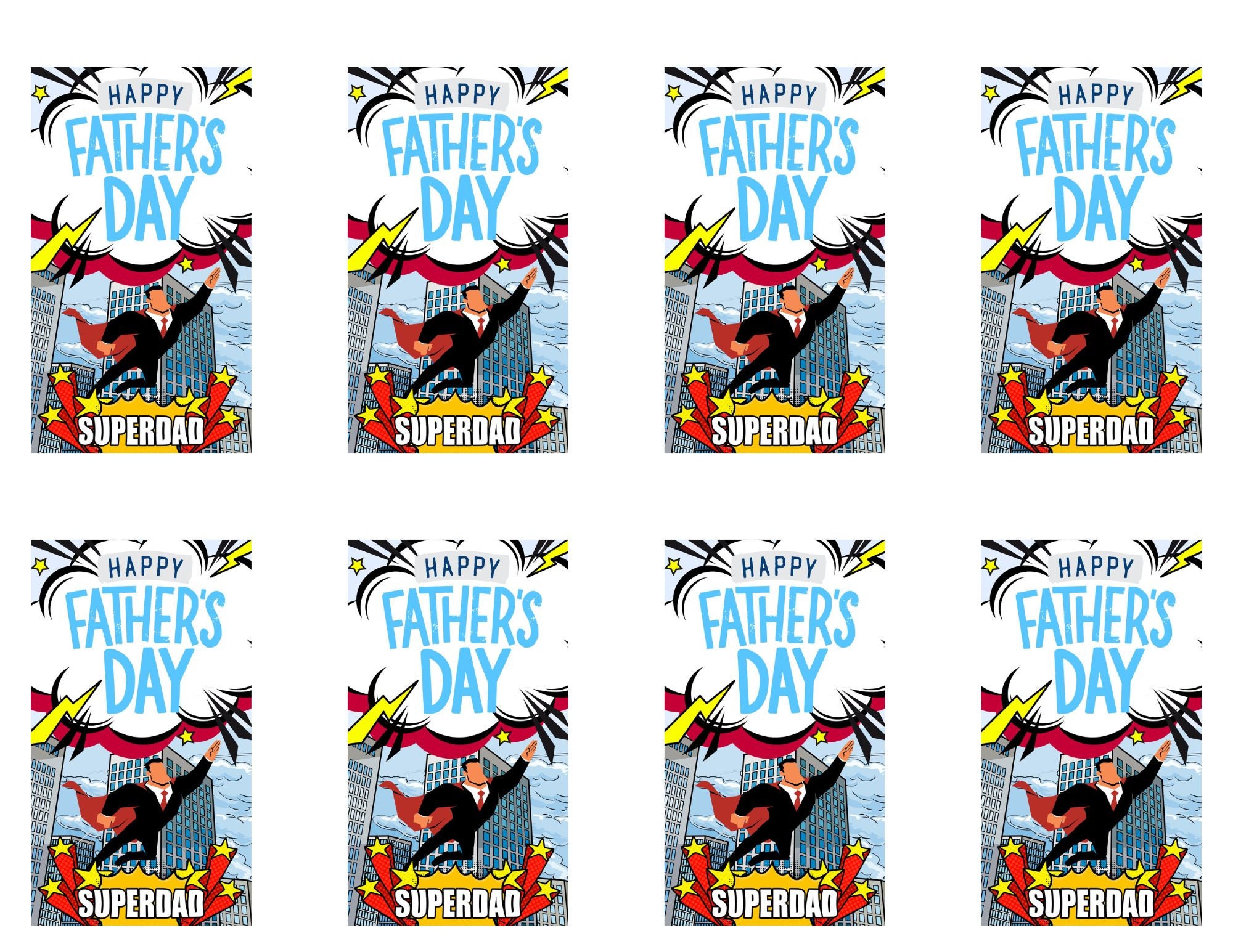 Father's Day Gift Tags, Superdad Comic Fathers Day Gifts, Superhero Dad ...