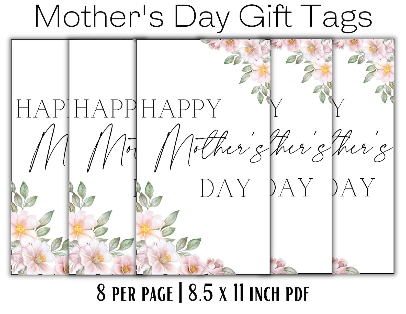 Mother's Day Gift Tag Pink Flower, Happy Mothers Day, Printable Gift ...