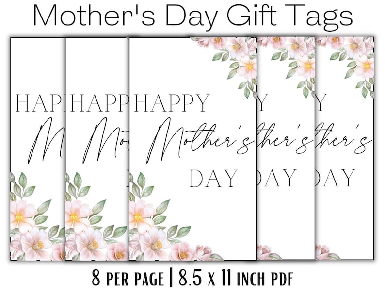 Mother's Day Gift Tag Pink Flower, Happy Mothers Day, Printable Gift ...