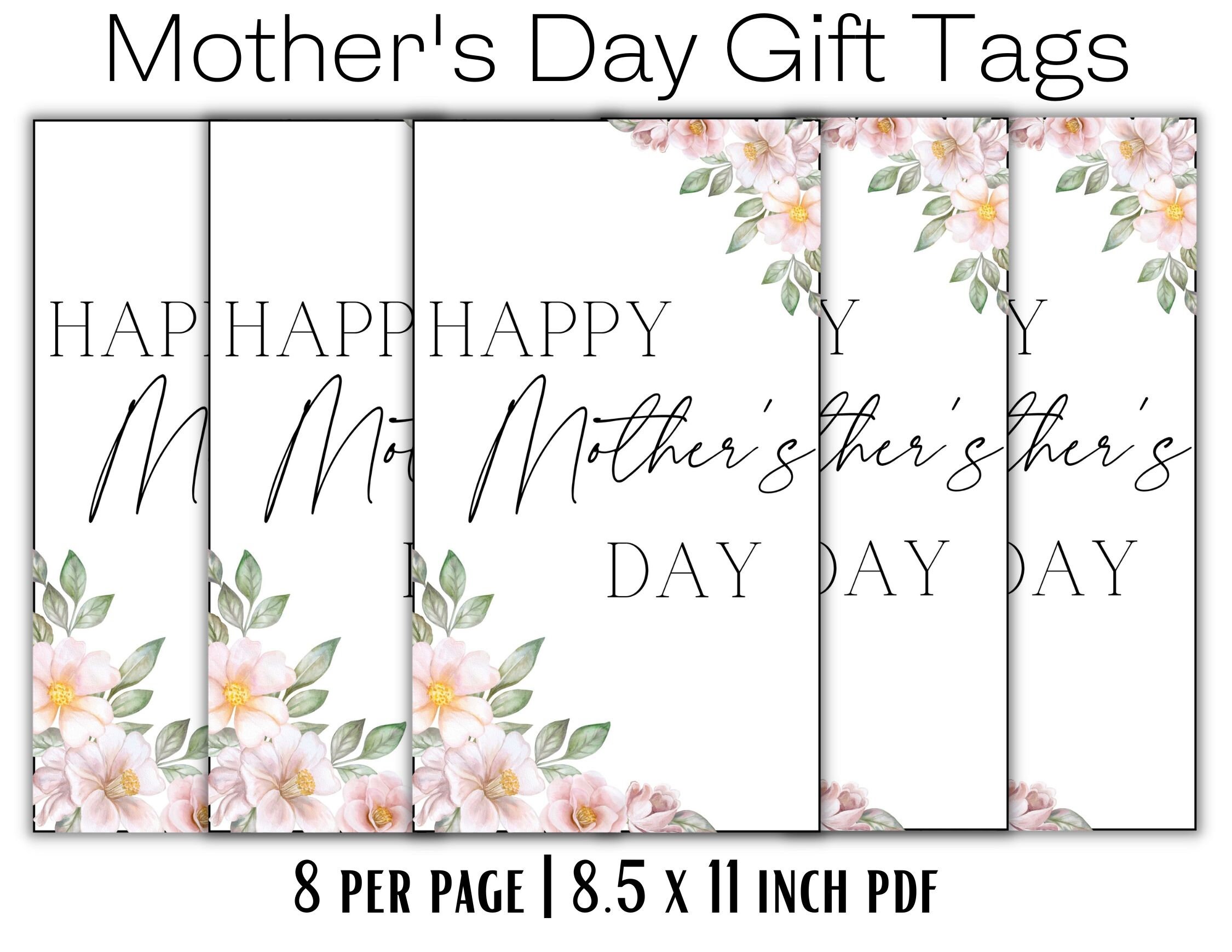 Mother's Day Gift Tag Pink Flower, Happy Mothers Day, Printable Gift ...