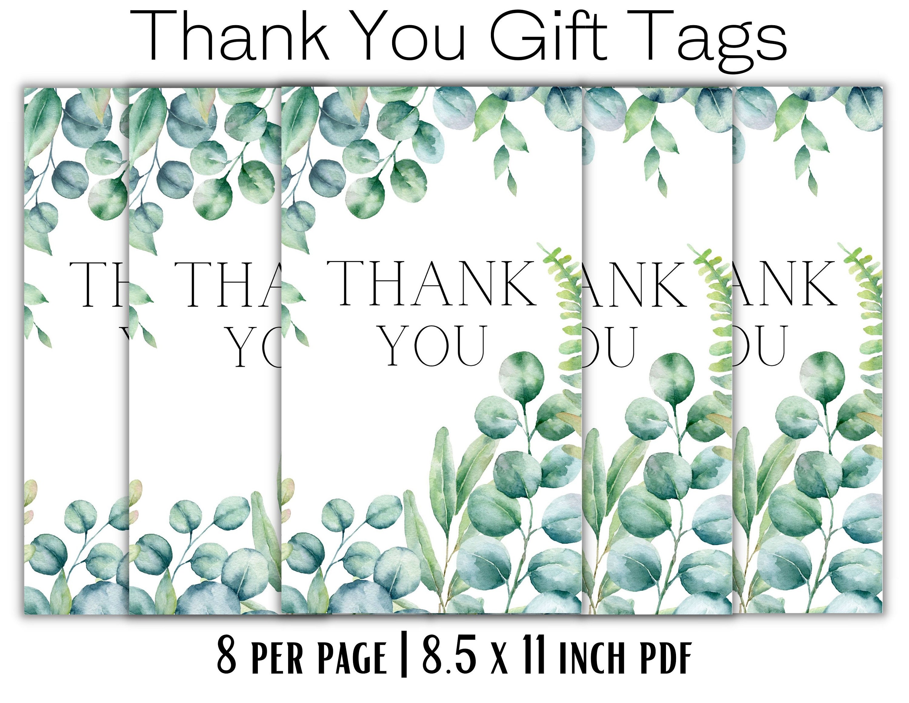 Thank You Eucalyptus Gift Tag Printable PDF SVG Template Gift Tag for ...
