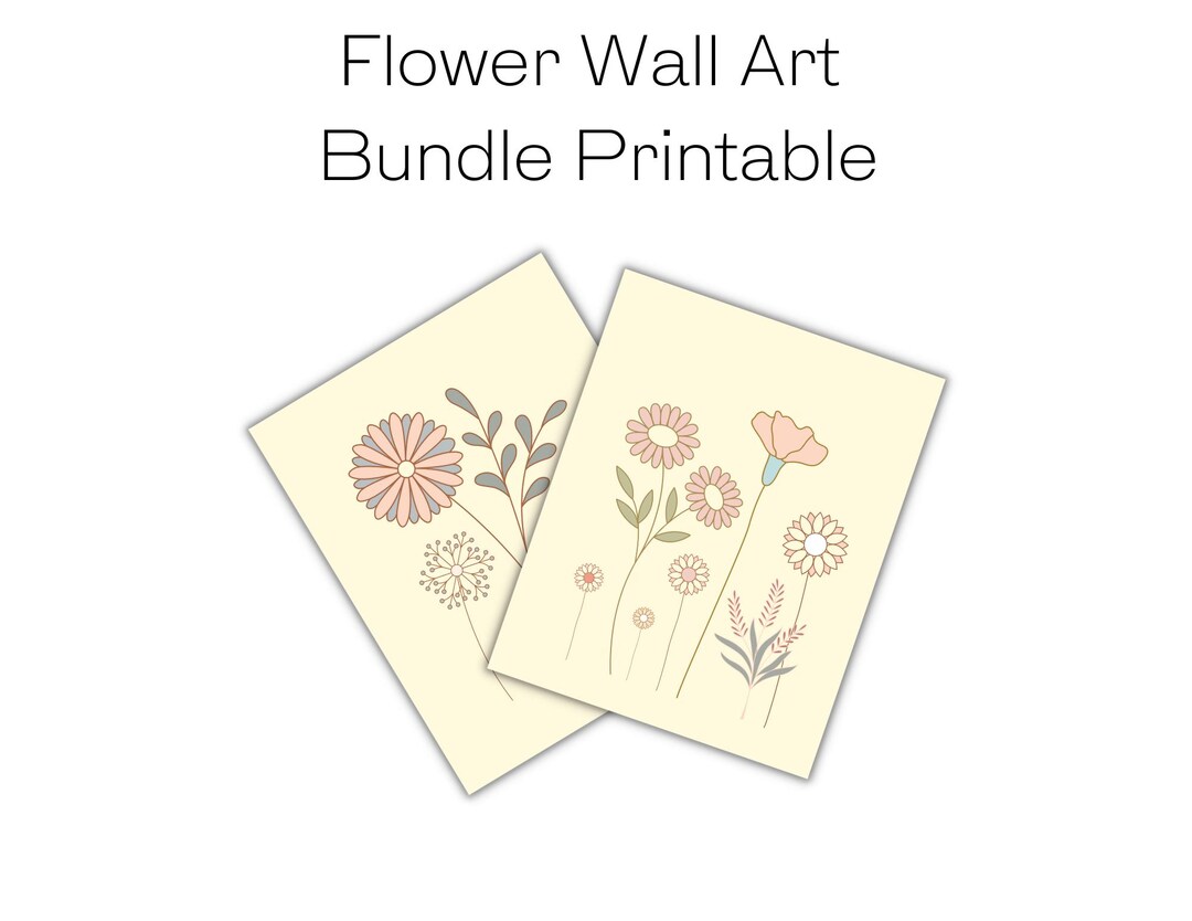 Flower Bundle Printable Wall Art, 8x10 Portrait, 70s Inspired Wall Art ...