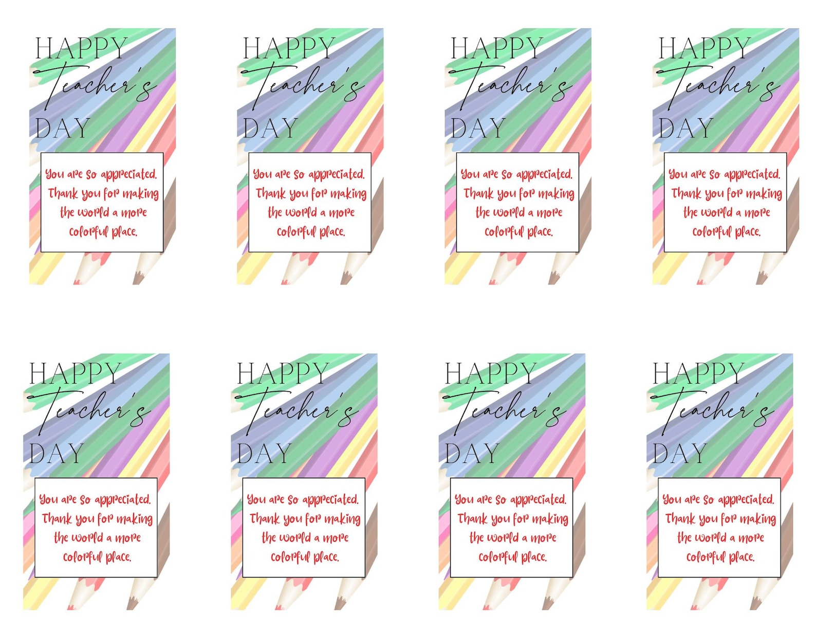 Teacher Appreciation Gift Tag Printable (PDF) - Etsy