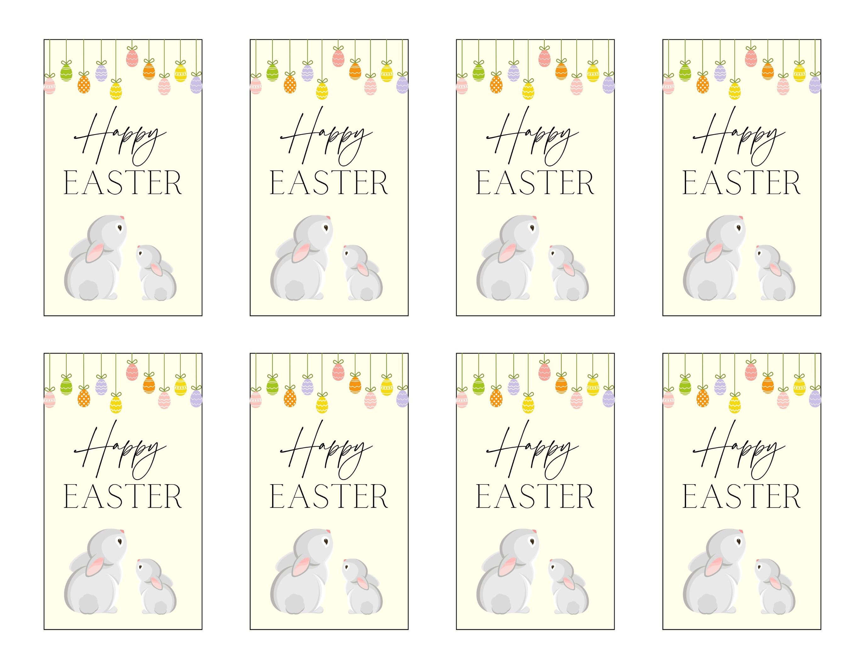 Easter Gift Tags, Gray Bunnies, Printable Gift Tag PDF, Happy Easter ...