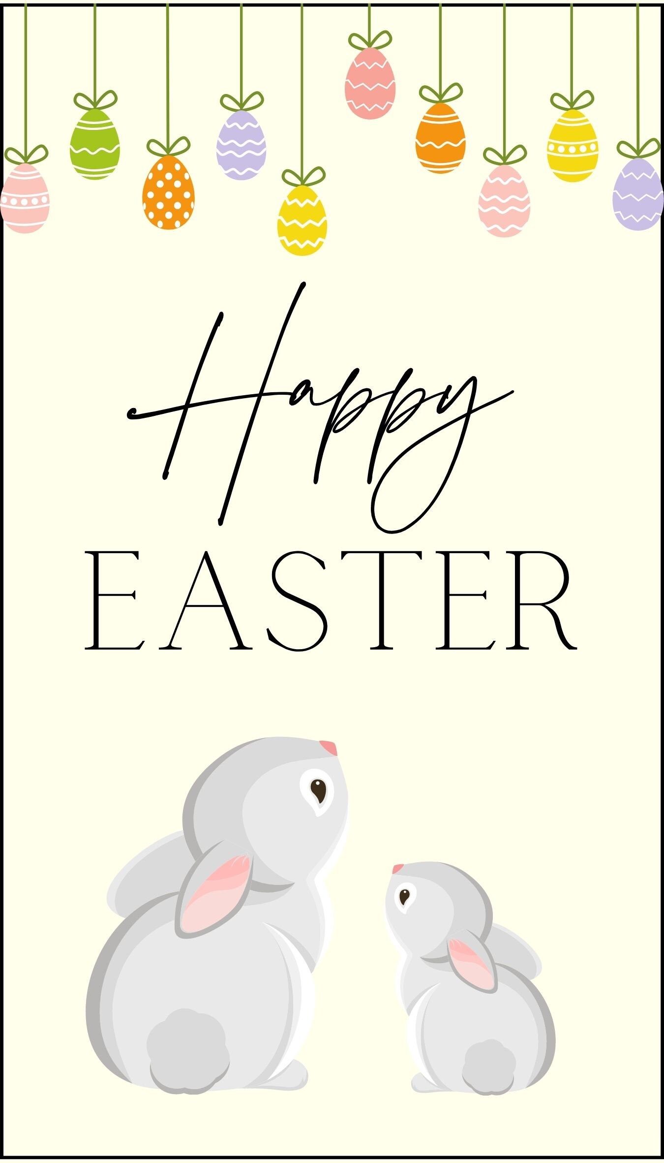 Easter Gift Tags, Gray Bunnies, Printable Gift Tag PDF, Happy Easter ...