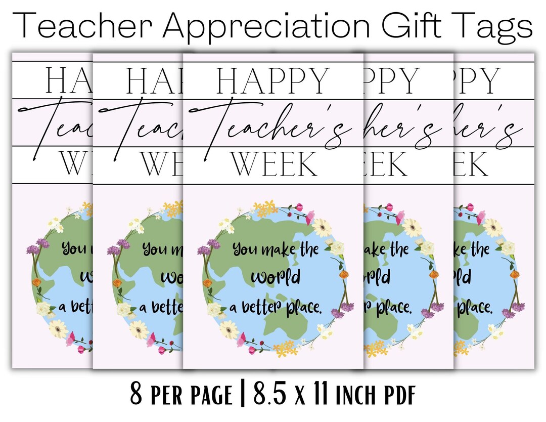Teacher Appreciation Day Week End of Year Gift Tag Printable PDF SVG ...