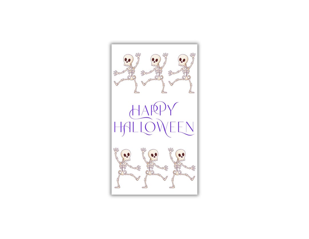 Happy Halloween Skeleton Gift Tags: Printable Party Favors (PDF) - Etsy