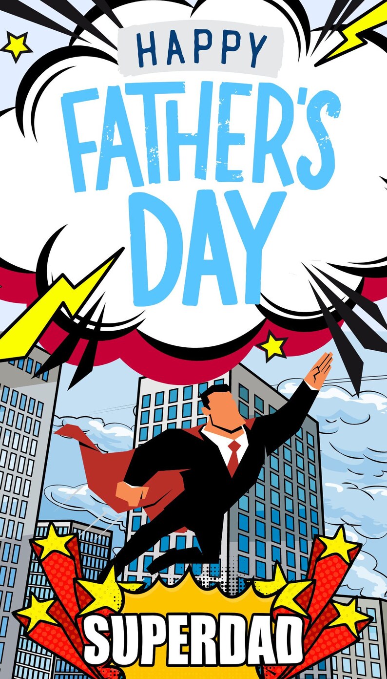 Father's Day Gift Tags, Superdad Comic Fathers Day Gifts, Superhero Dad ...
