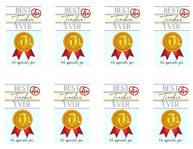 Teacher Appreciation Gift Tags: Printable Thank You Favor Tags (PDF) - Etsy