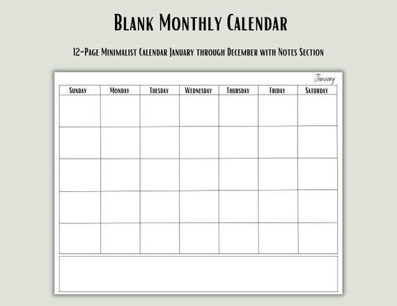 Download Printable Minimal Monthly Calendar Pdf Simple Monthly