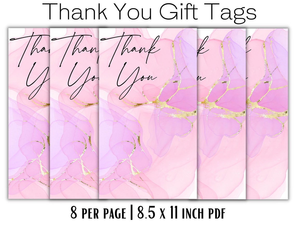 Thank You Pink Swirl Gift Tag Printable PDF SVG Template Gift Tag for ...