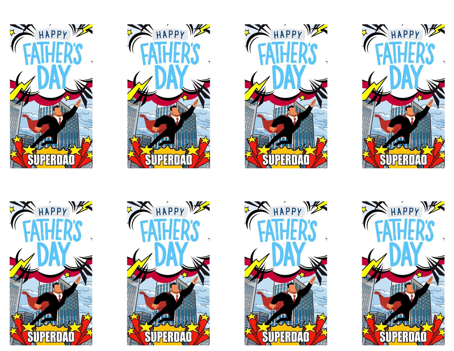 Father's Day Gift Tags Superdad Comic Fathers Day Gifts - Etsy
