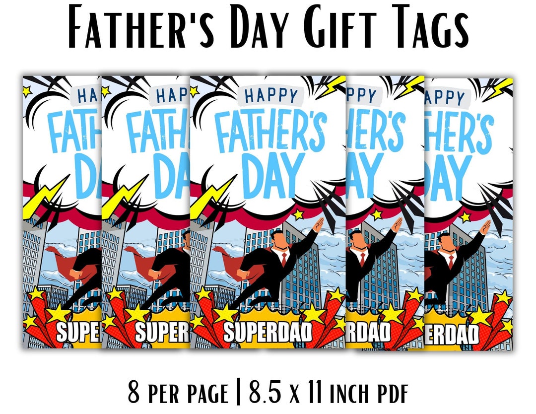 Father's Day Gift Tags Superdad Comic Fathers Day Gifts - Etsy