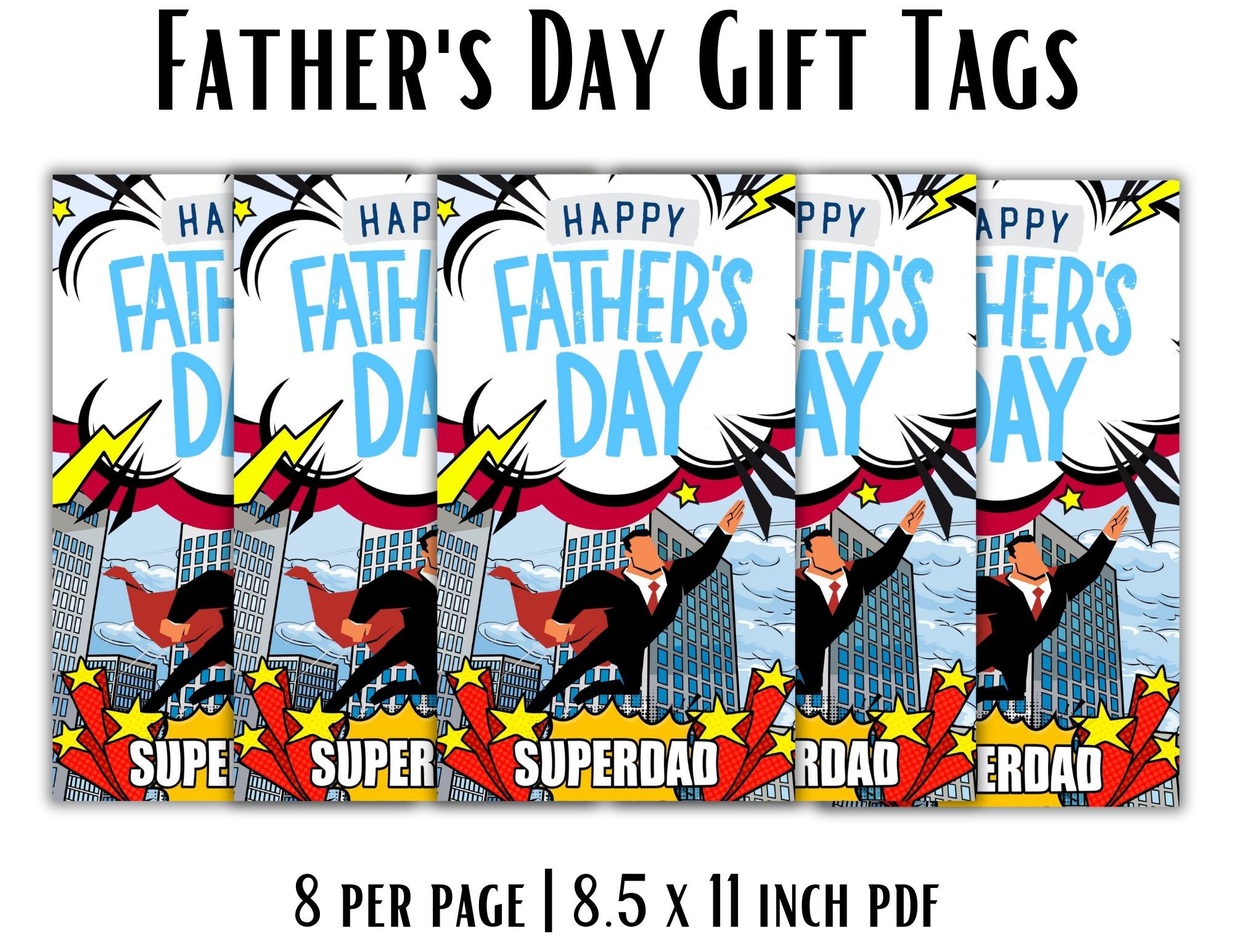 Father's Day Gift Tags Superdad Comic Fathers Day Gifts - Etsy
