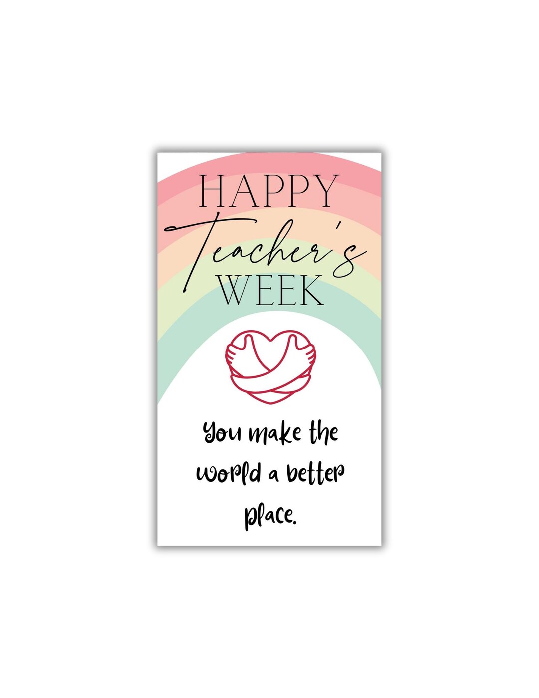 Teacher Appreciation Gift Tag: Rainbow Thank You Favor (PDF Printable ...