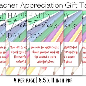 Teacher Appreciation Gift Tag Printable (PDF) - Etsy
