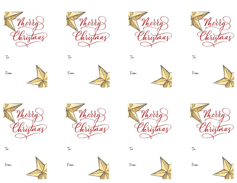 Merry Christmas Star Gift Tags: Printable PDF (8.5x11 Inch) - Etsy