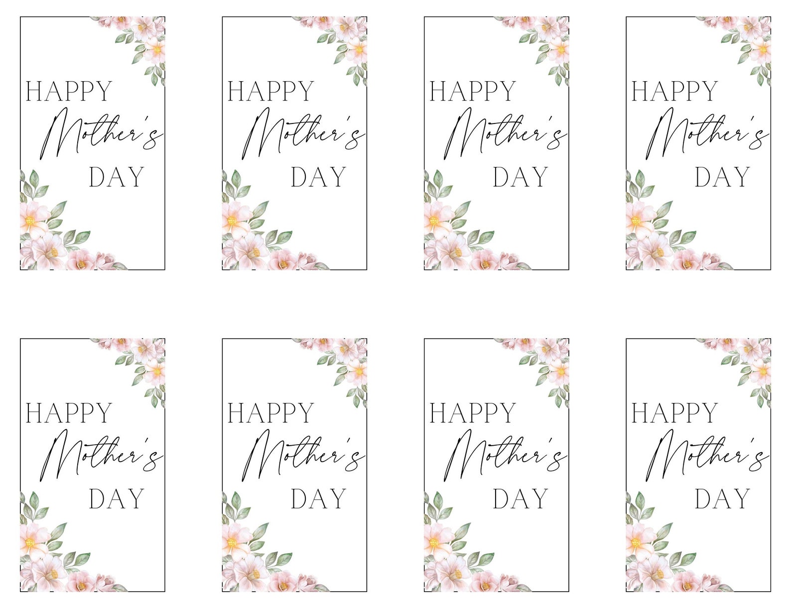 Mother's Day Gift Tag Pink Flower, Happy Mothers Day, Printable Gift ...