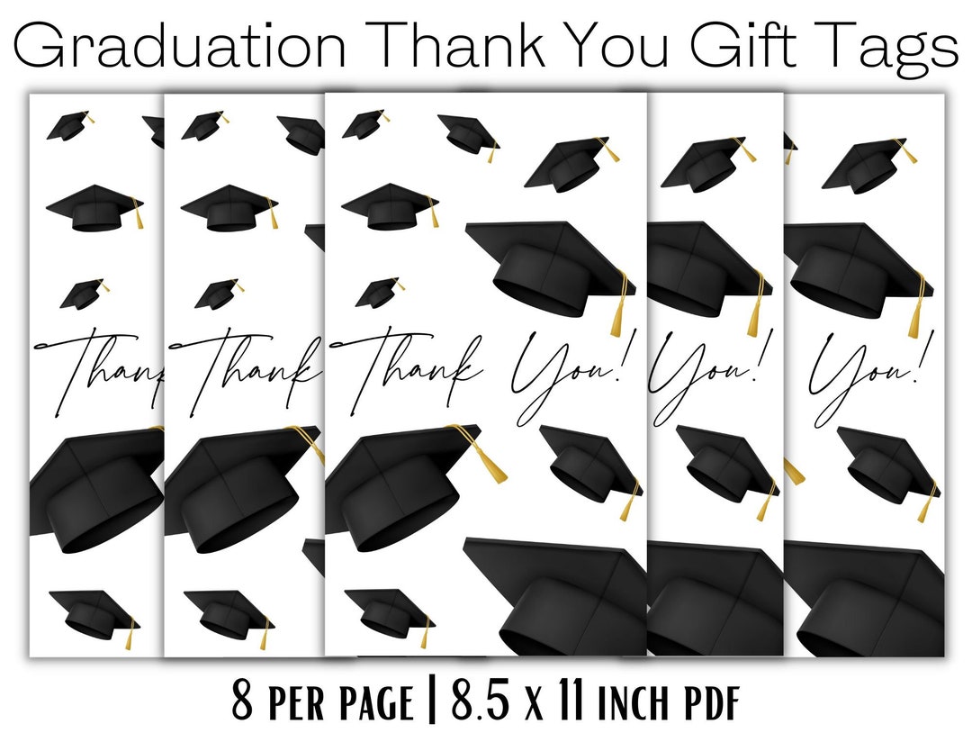 Graduation Thank You Gift Tag Graduation Caps Gift Tag - Etsy