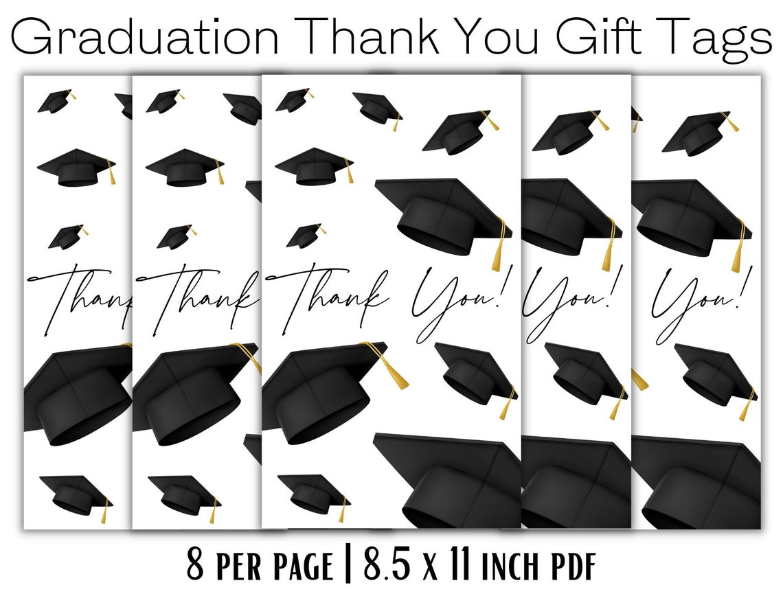 Graduation Thank You Gift Tag Graduation Caps Gift Tag - Etsy