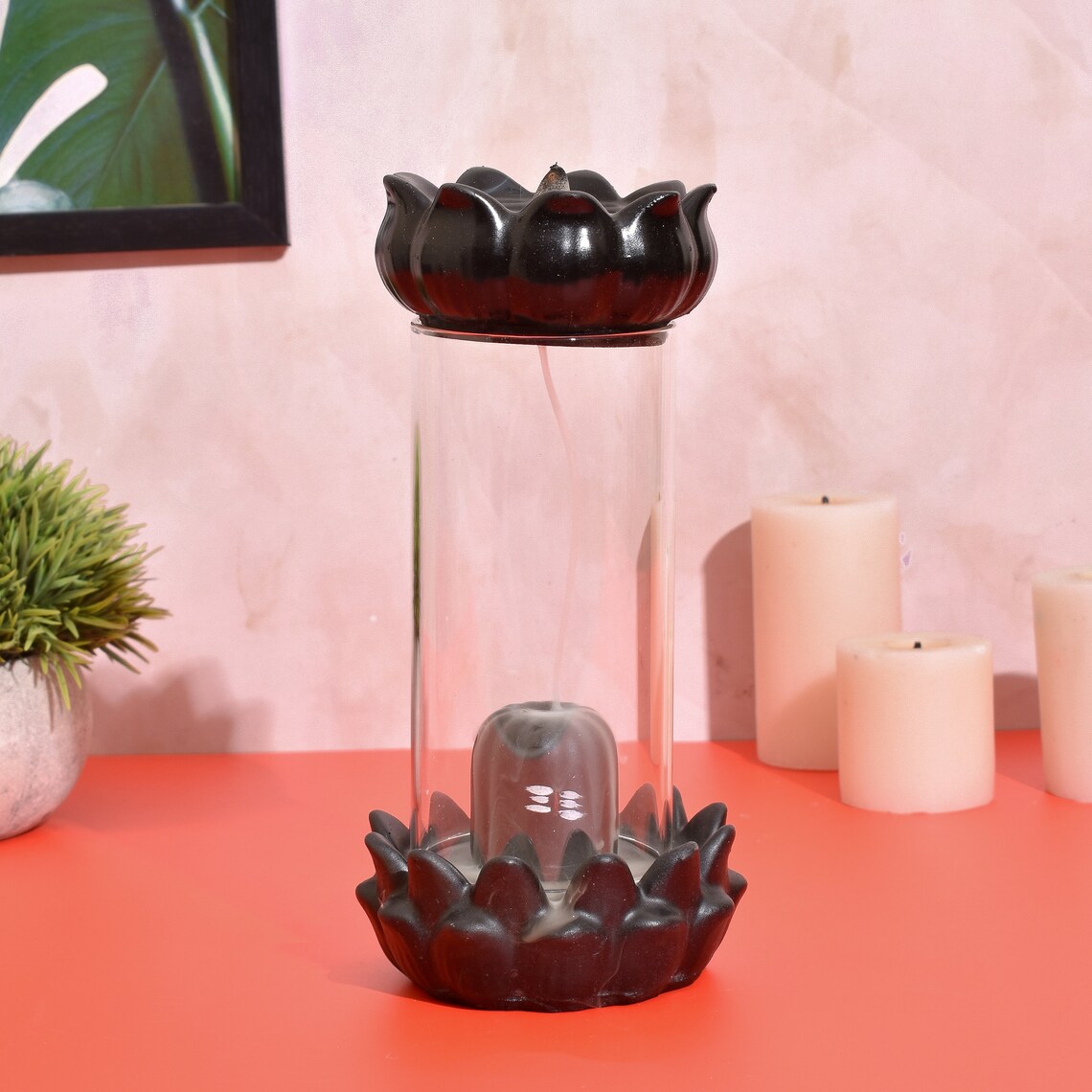 Shiva Linga Cylinder Glass Backflow Incense Burner - Bring Peaceful ...