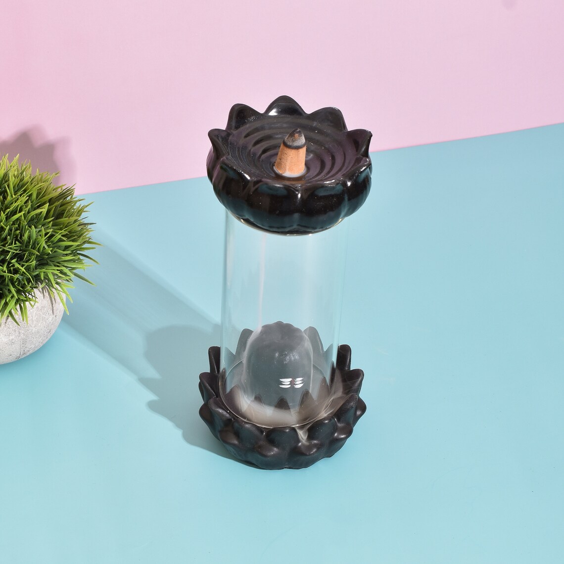 Shiva Linga Cylinder Glass Backflow Incense Burner - Bring Peaceful ...