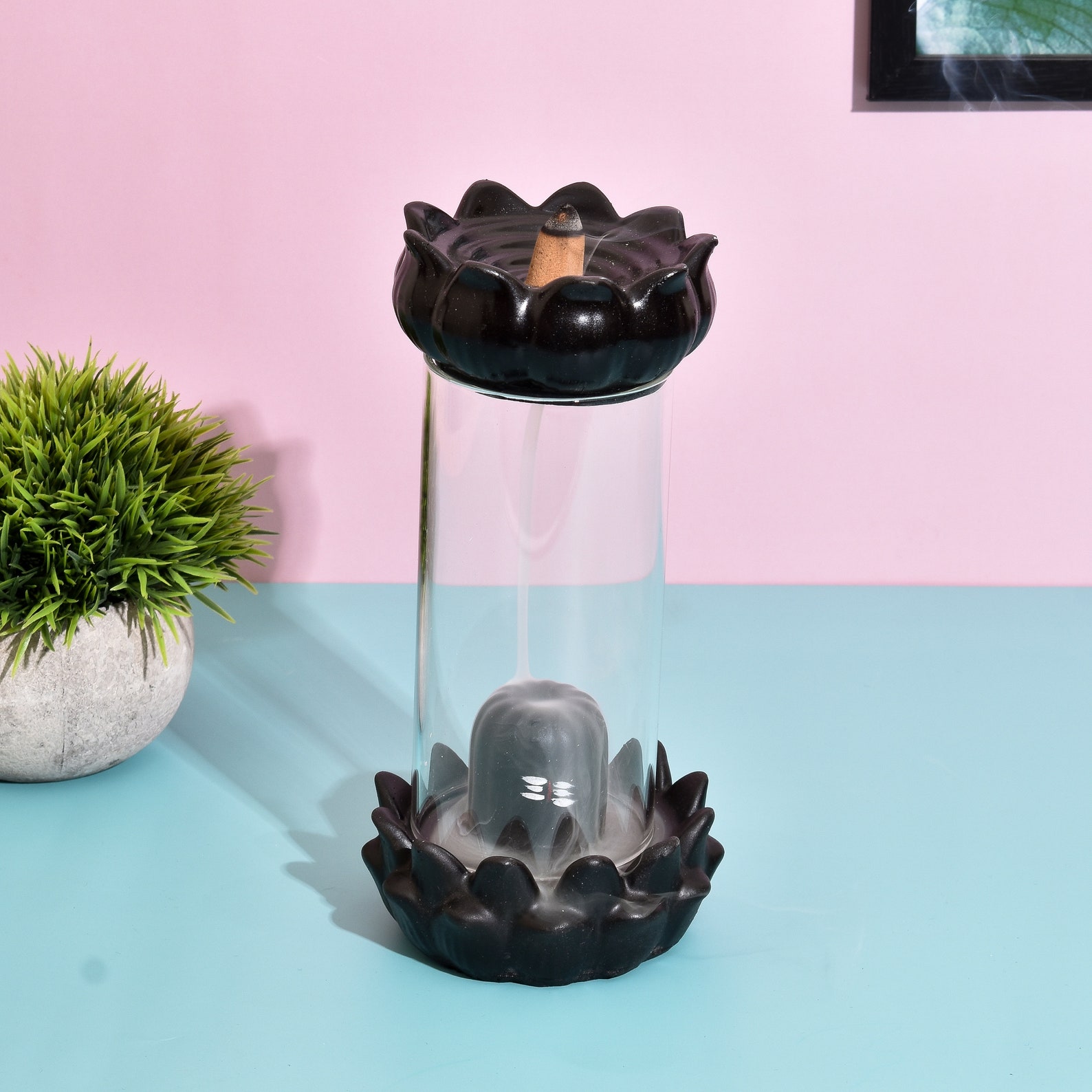 Shiva Linga Cylinder Glass Backflow Incense Burner - Bring Peaceful ...