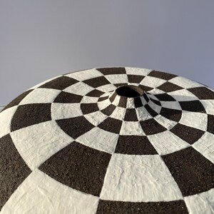 Black Ceramic Vase With Checkers / Round Checkered Ceramic Vase - Etsy